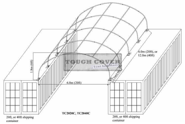 6m(20ft) wide Container Shelter, low cost and easy install. Cargo store